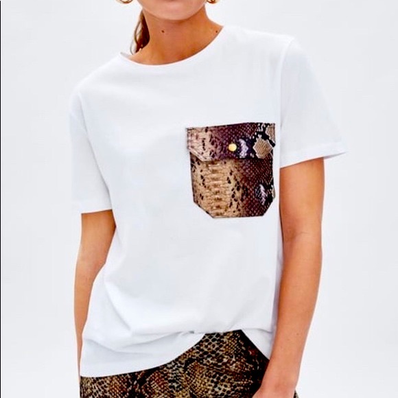 Zara | Tops | Zara Snake Print Pocket | Poshmark